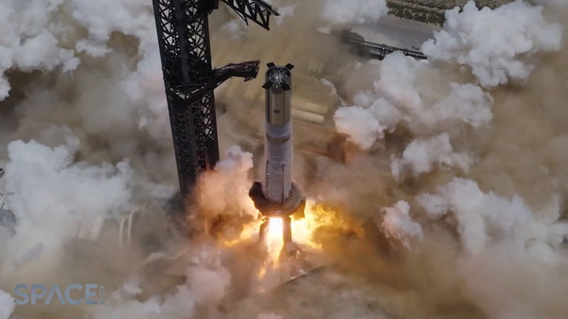 Watch SpaceX Starship Super Heavy booster fired up in preparation for ...