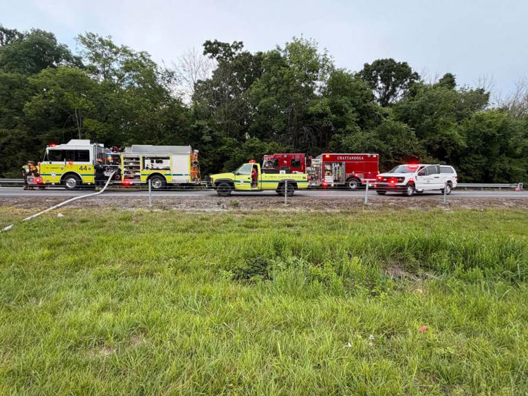 WATCH: Trailer fire on Tennessee highway sends firework flying over I-75