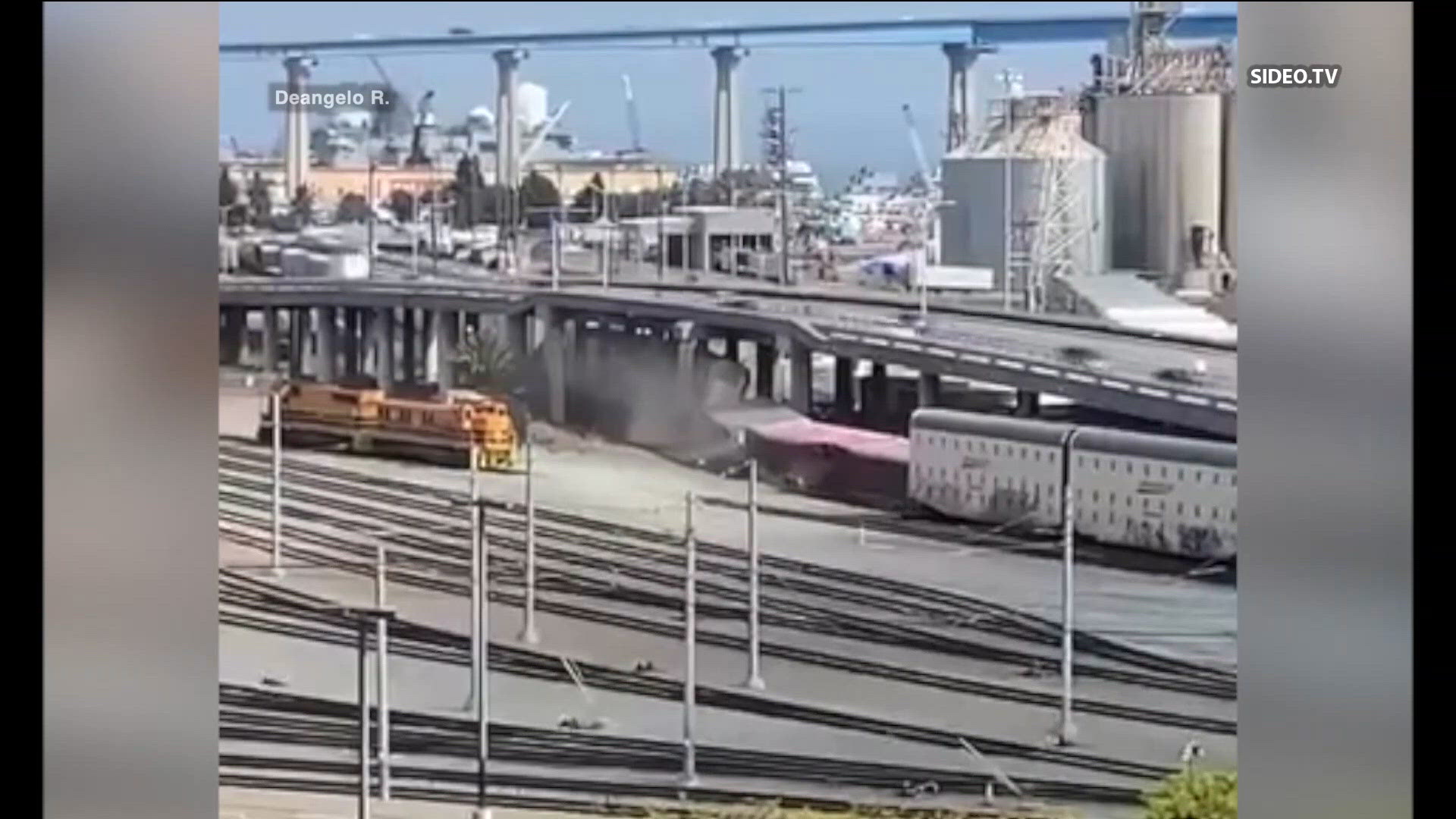 Video captures moment when train derails near Petco Park