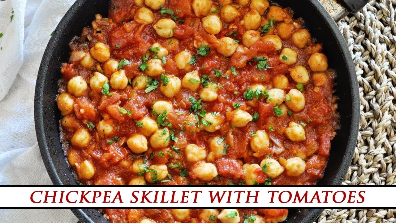 Spanish Garbanzo Bean Skillet with Chunky Tomatoes Easy Recipe