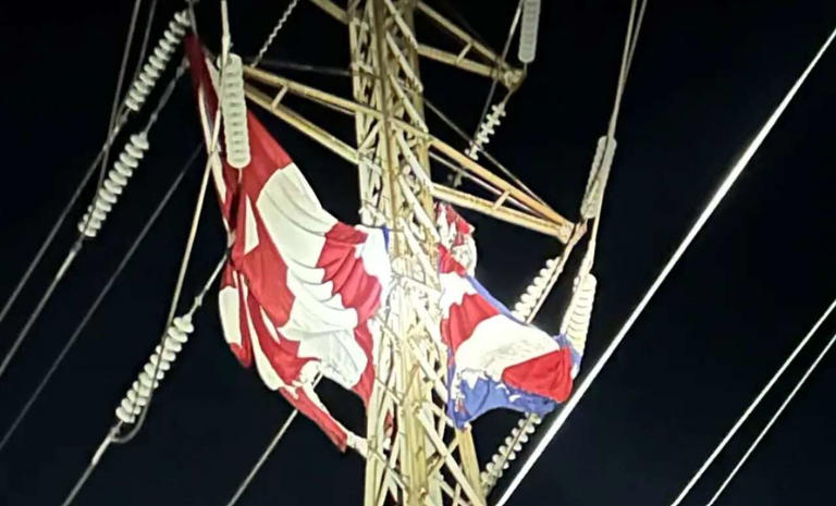 Storm-torn American flag causes thousands of power outages in Stamford ...
