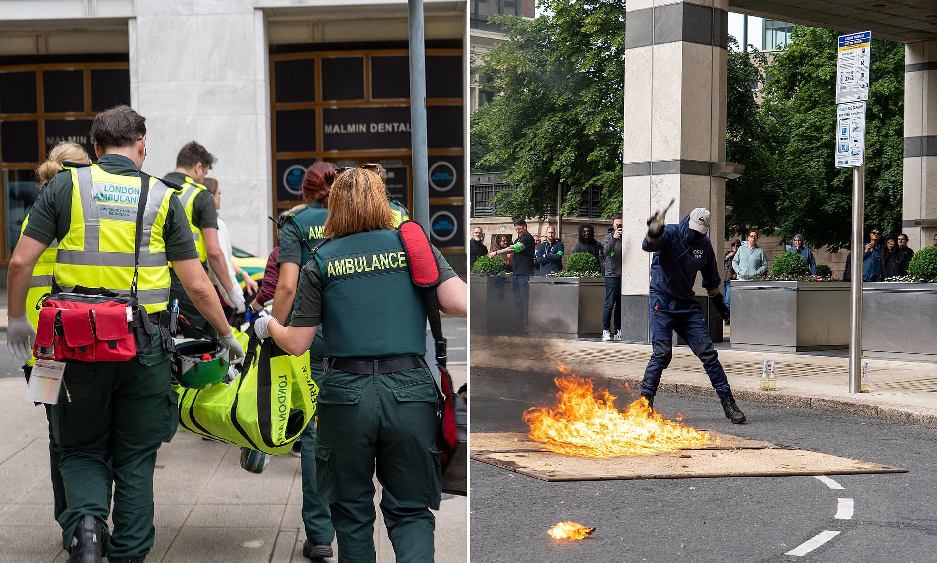 Canary Wharf hosts terror attack training exercise - with firefighters ...
