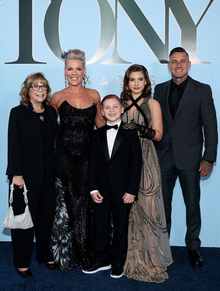 Pink has her whole family by her side as she walks the 2026 Tony Awards ...