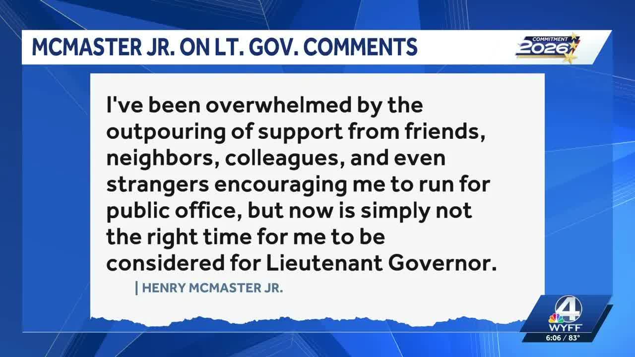 Henry McMaster Jr. declines South Carolina governor ticket with Evette