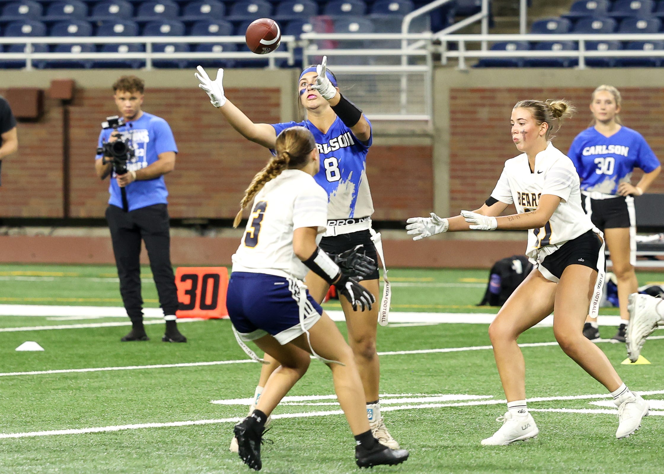 St. Joseph girls flag football downs Gibraltar Carlson for 2nd title