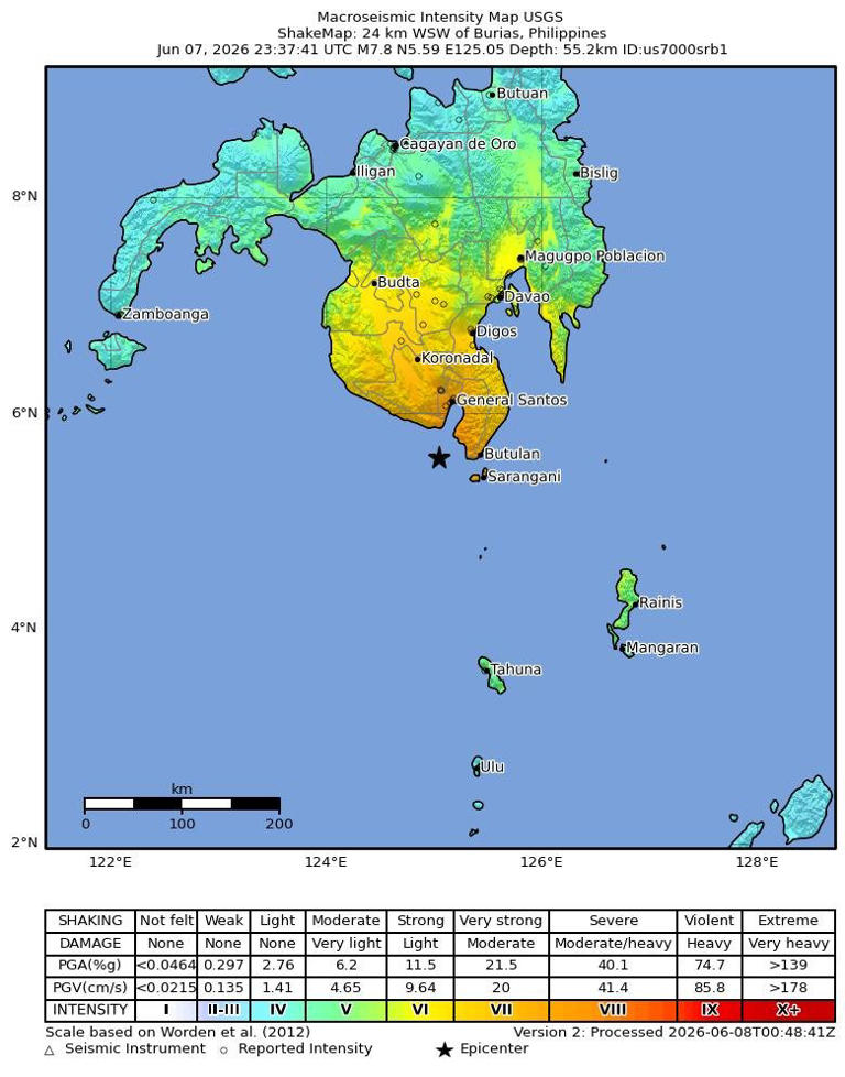 7.8 magnitude earthquake shakes part of southern Philippines — tsunami ...