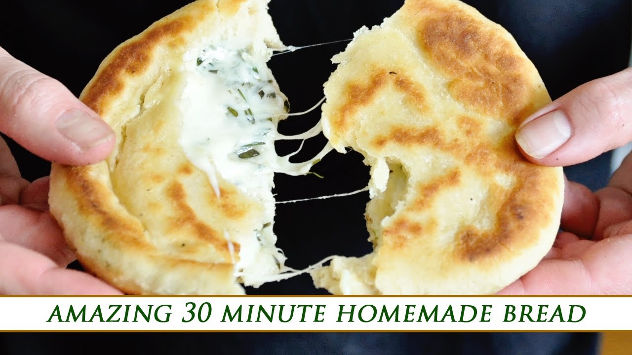 Homemade fried bread with cheese and rosemary easy recipe