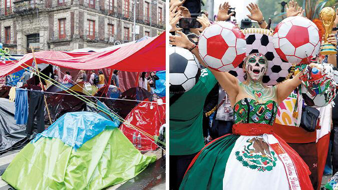 500-meter protest tents clash with World Cup cheers in Mexico City