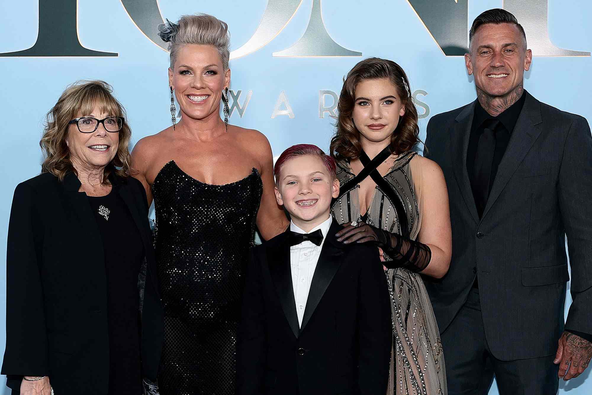 Pink has her whole family by her side as she walks the 2026 Tony Awards ...