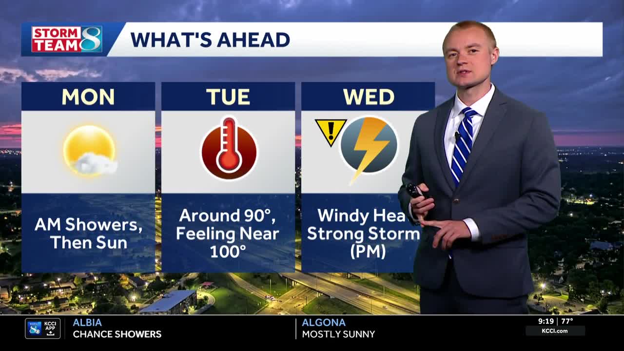 Iowa weather: Rain ends Monday, then hot days follow