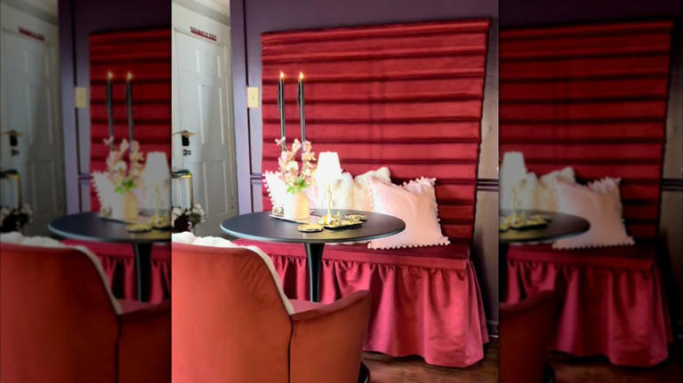 Woman uses pool noodles to DIY beautiful diner-style booth on a budget