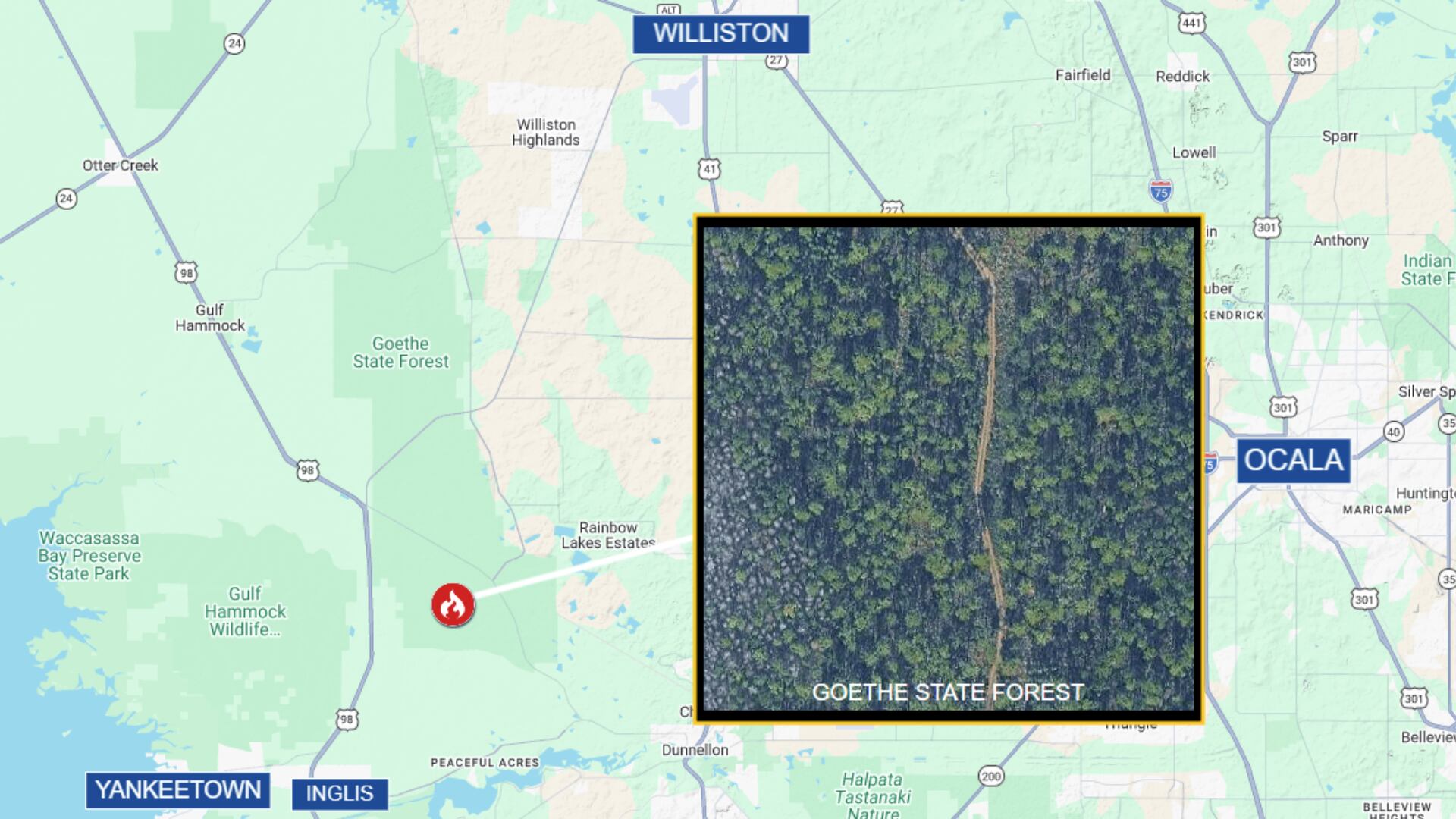 Wildfire near Goethe State Forest could affect commuters