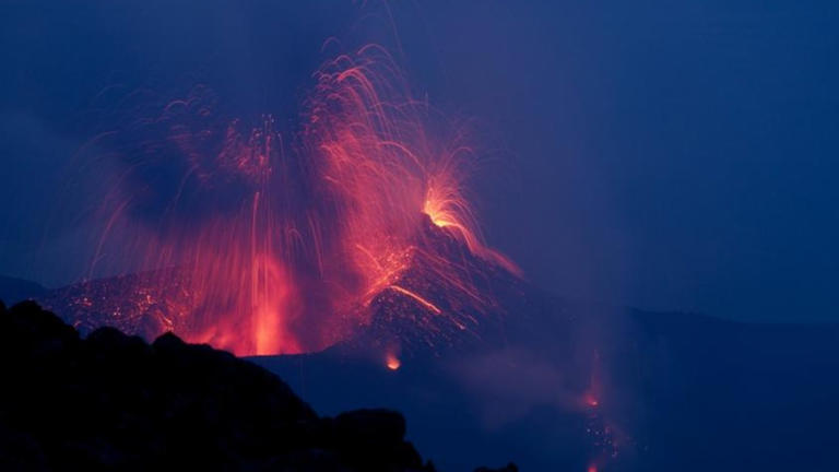 Stromboli is overflowing lava from its north crater again, spilling ...