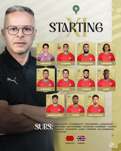 Morocco vs Norway – Official lineups: Hakimi in the starting eleven