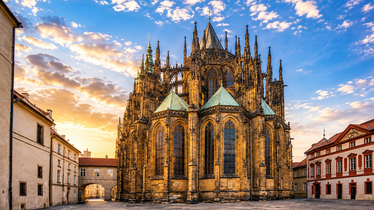 Prague Castle walk with Gothic cathedral and spires