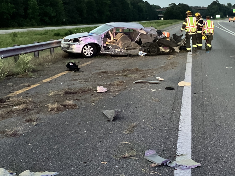 Person seriously injured after car runs off road, hits guardrail on I-95