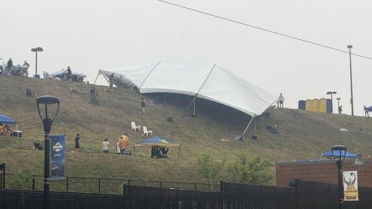 Multiple people hospitalized after storm sends tent flying during WVU ...