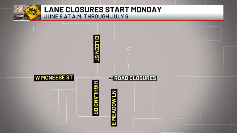 Utilities work to cause intermittent lane closures near McNeese, Eileen ...