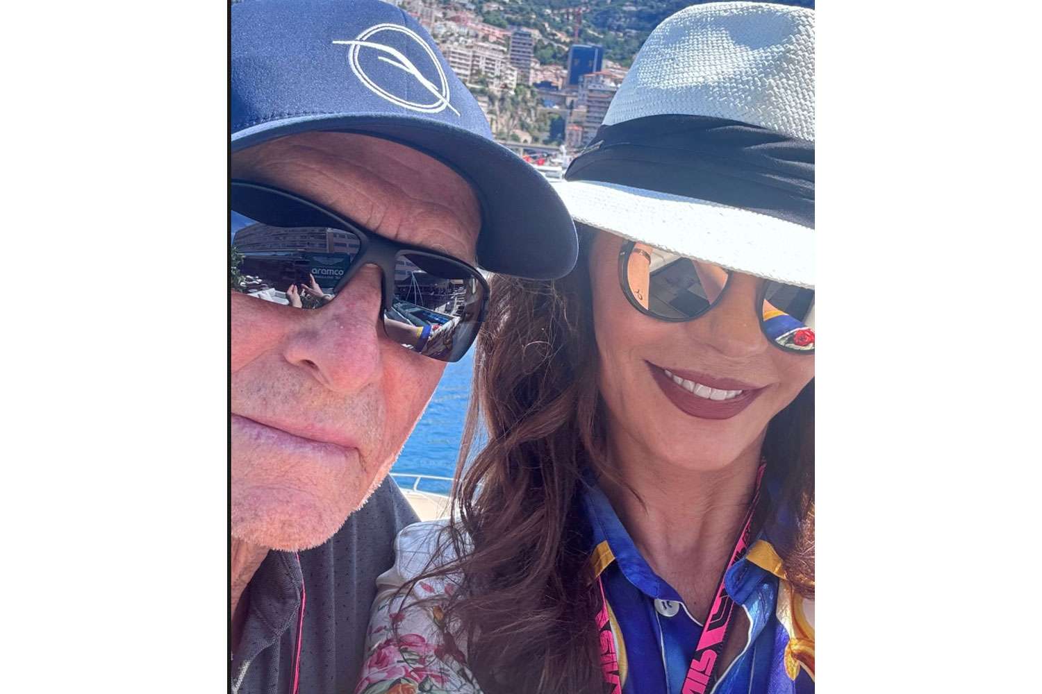 Catherine Zeta-Jones and Michael Douglas pose for scenic selfie on boat ...