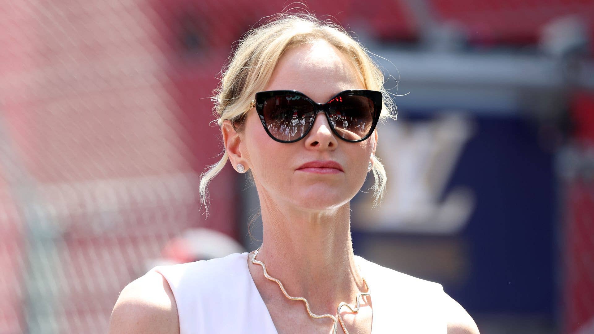 Princess Charlene is the ultimate F1 style muse in Grecian goddess gown