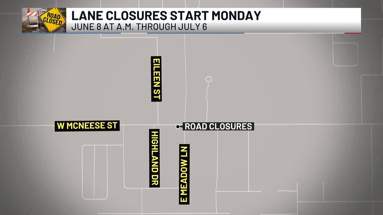 Utilities work to cause intermittent lane closures near McNeese, Eileen ...