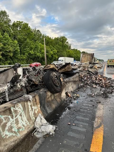 2 injured after fiery tractor-trailer crash on I-40 in Mt. Juliet