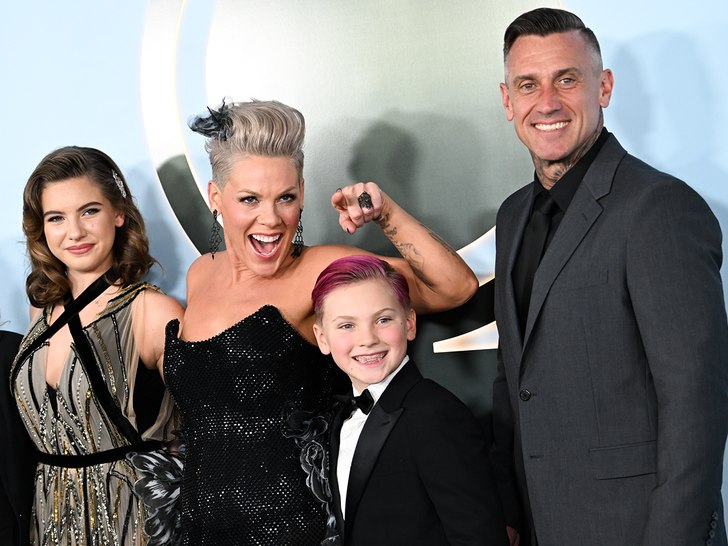 Pink walks Tony Awards carpet with Carey Hart and kids