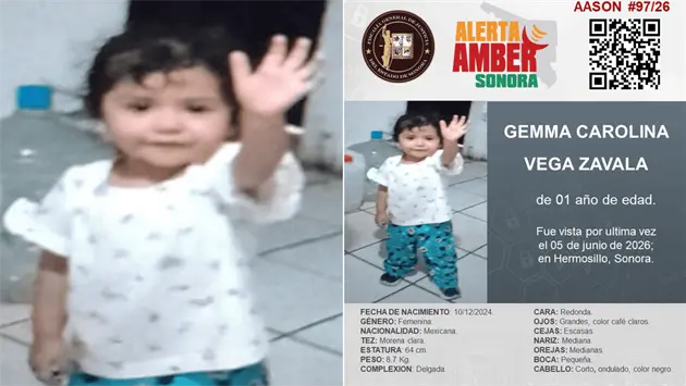 Desaparece menor Gemma Carolina en Hermosillo; activan Alerta Amber