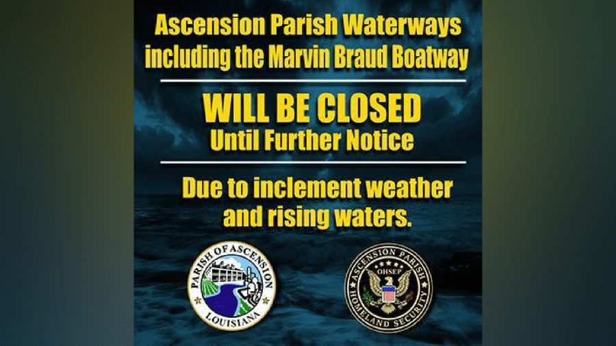 Ascension Parish closes waterways due to hazardous conditions