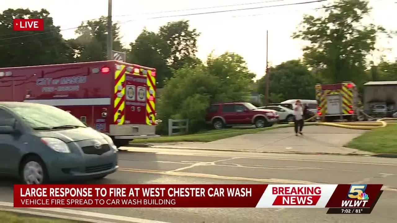 Massive fire engulfs West Chester car wash, multiple vehicles involved