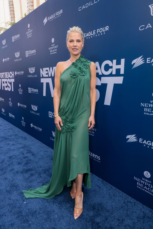Ali Larter, 50, goes braless in a sheer emerald evening dress and ...
