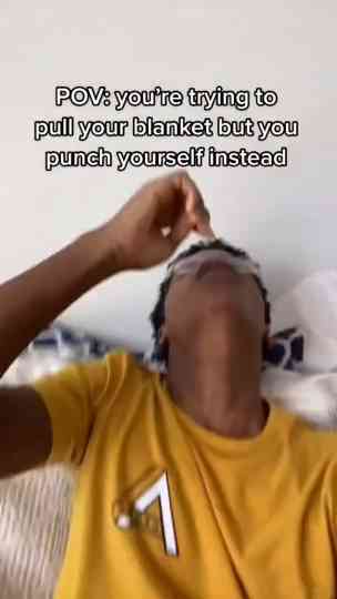 When you accidentally punch yourself trying to pull the blanket 😭🛏️💀 ...