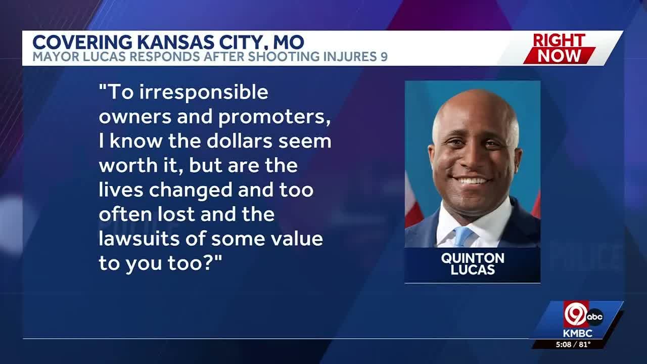 Kansas City Mayor Quinton Lucas reacts to shooting injuring 9