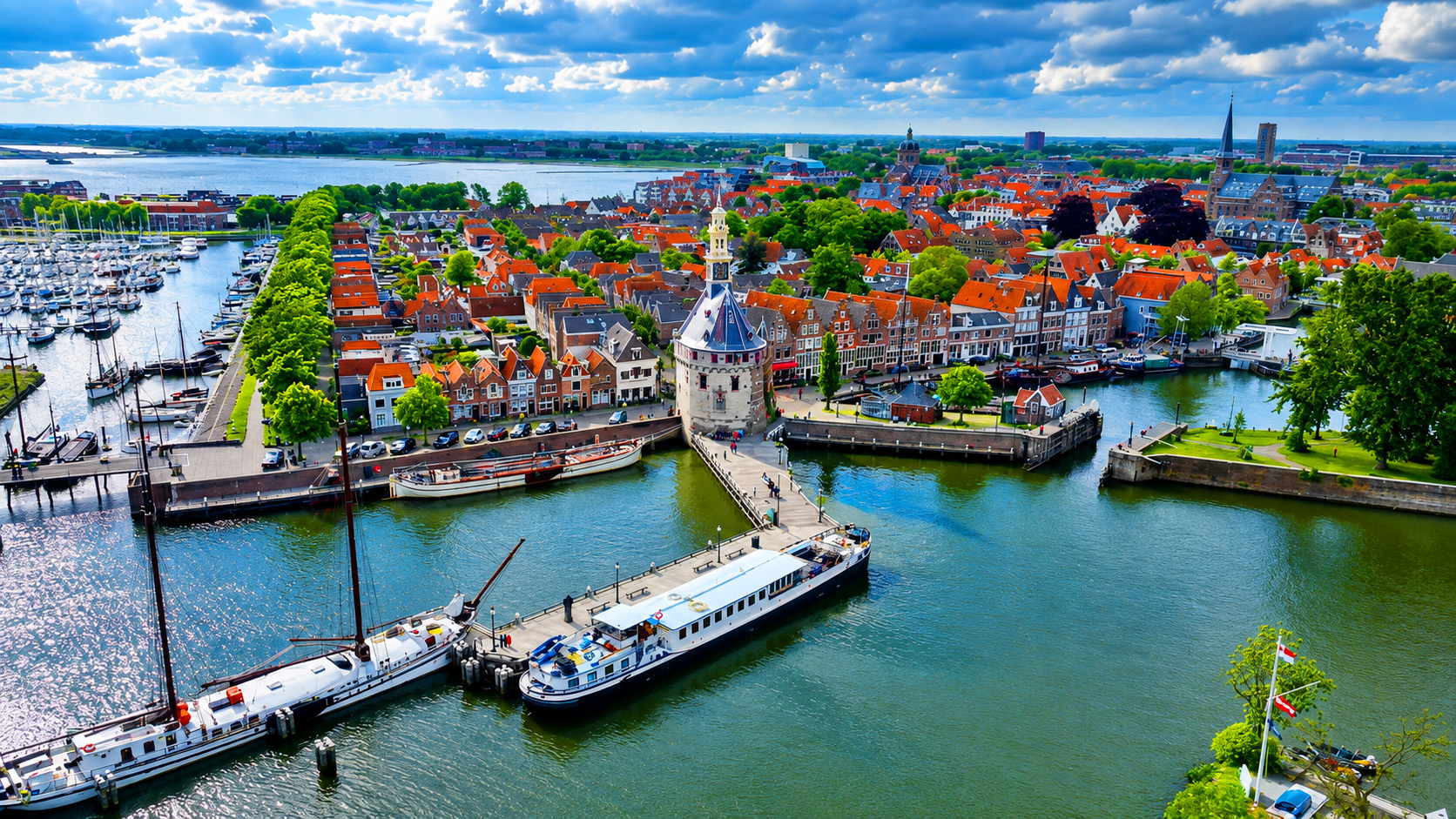 A historic Dutch harbor town built around old canals