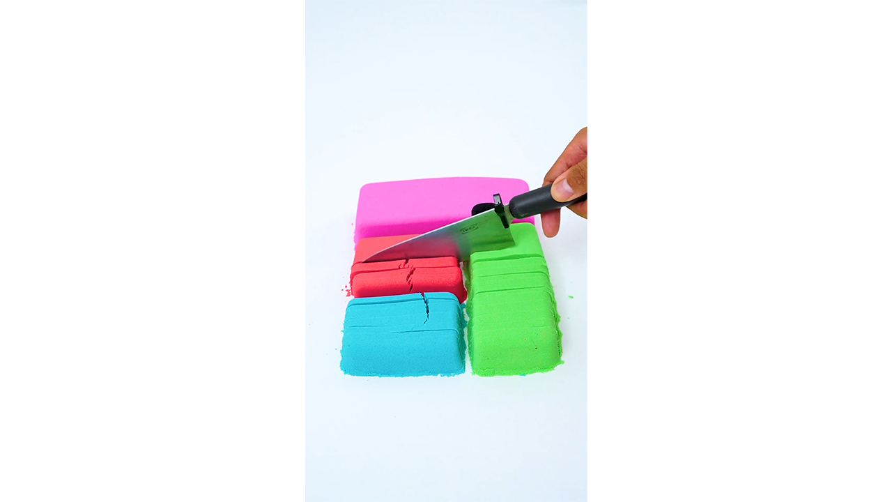 Satisfying Slicing Colorful Sand Blocks With Knife Creating Perfect ...