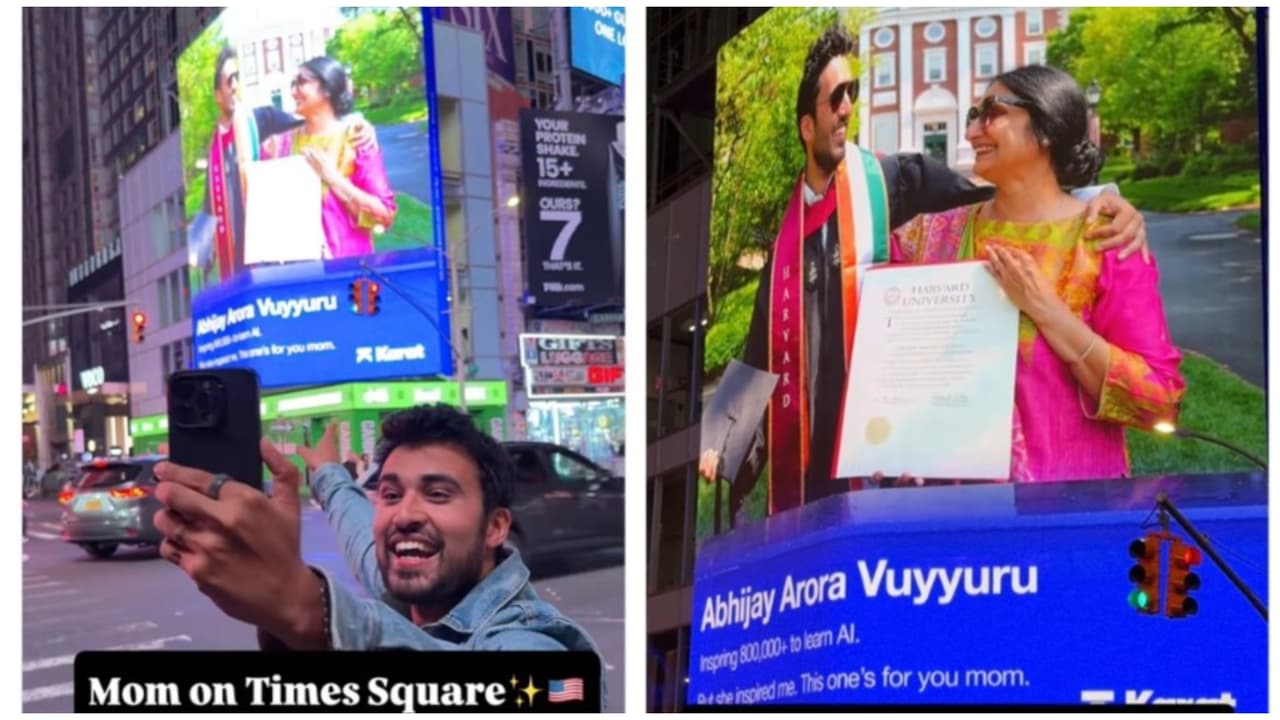 Indian techie lights up Times Square with mother's photo, expresses ...