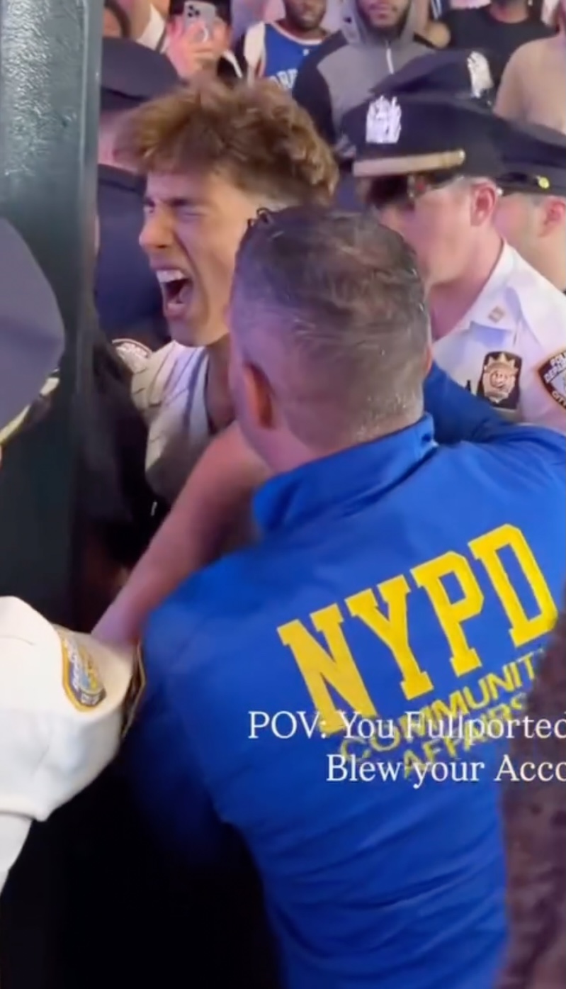 NYPD cop appears to slam Knicks fan’s head into pole during arrest at ...