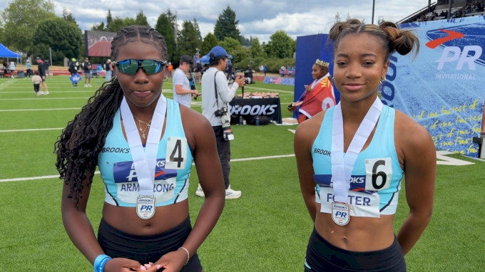 Nia Armstrong and Taylor Foster react to close girls 100m hurdles ...
