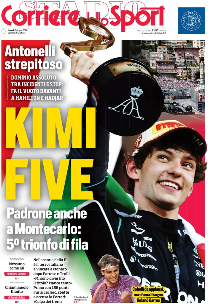 Le prime pagine dei principali quotidiani sportivi – 8 giugno