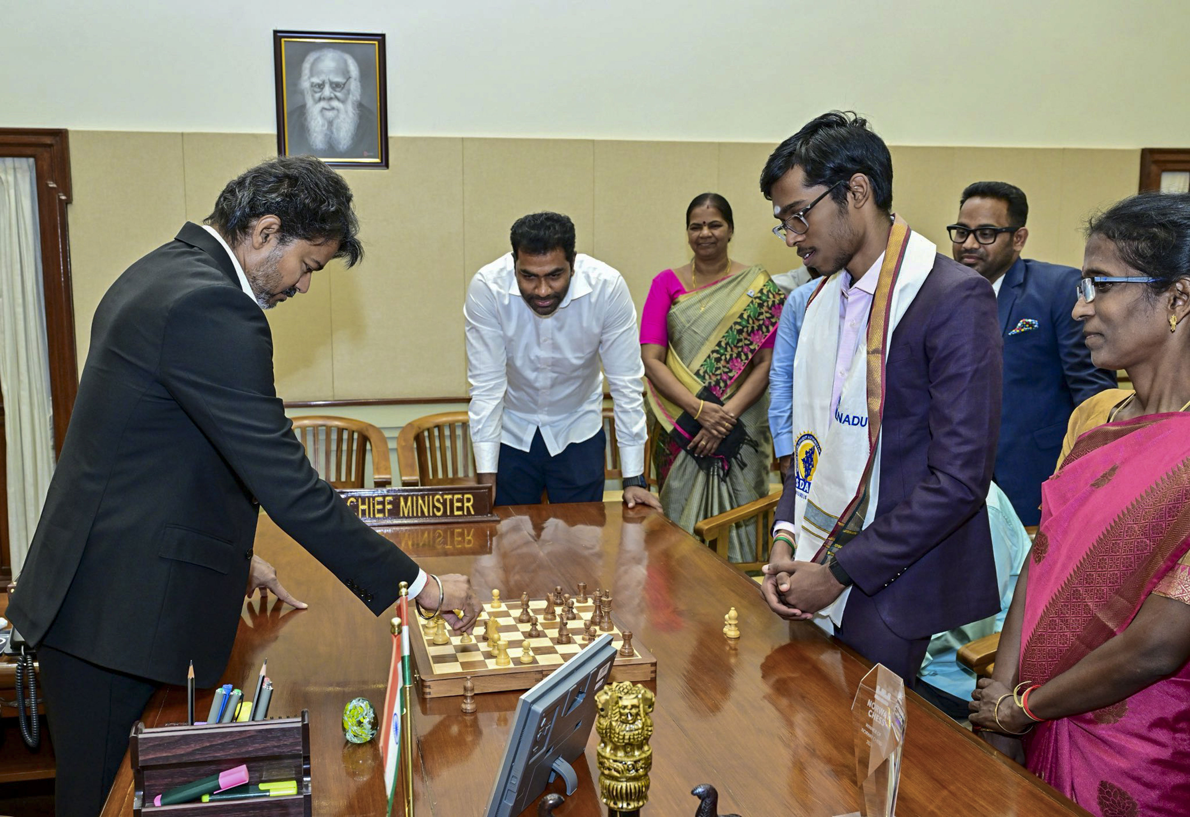 TN CM Vijay honours chess champion Praggnanandhaa with RS 50 lakh ...