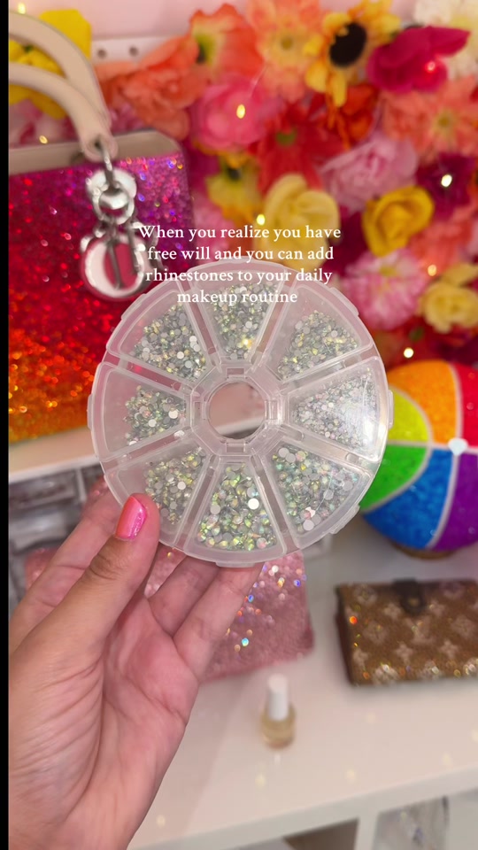 Beauty routine upgrade using rhinestones