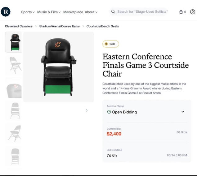 Taylor Swift's courtside chair from NBA playoff game hits auction block