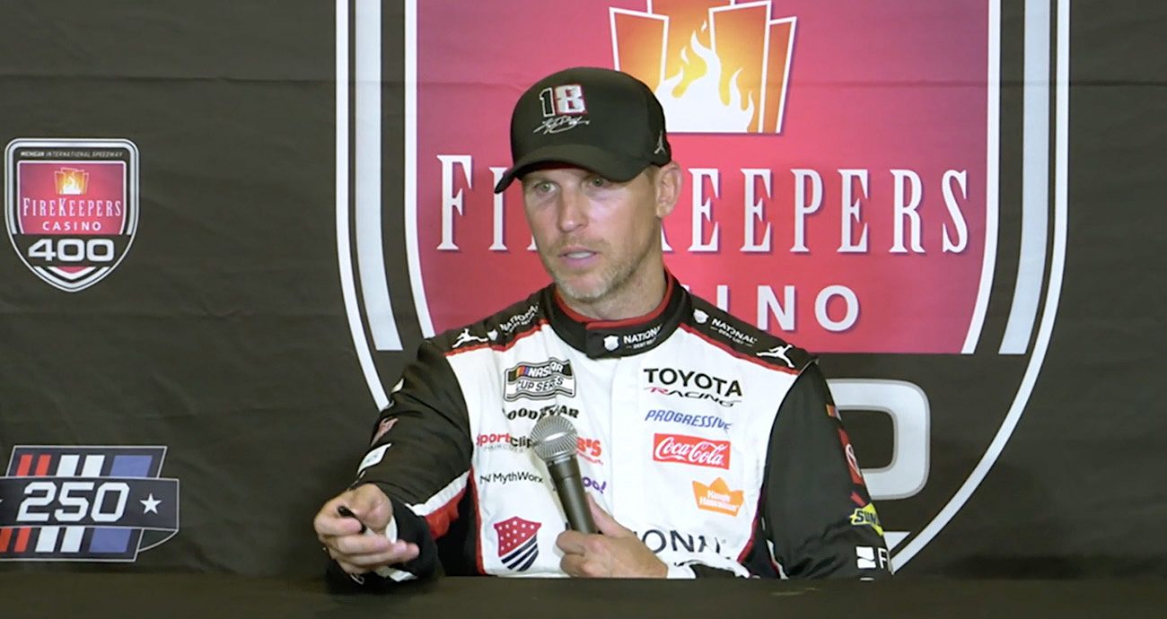 Hamlin reflects on tying Kyle Busch after Michigan win