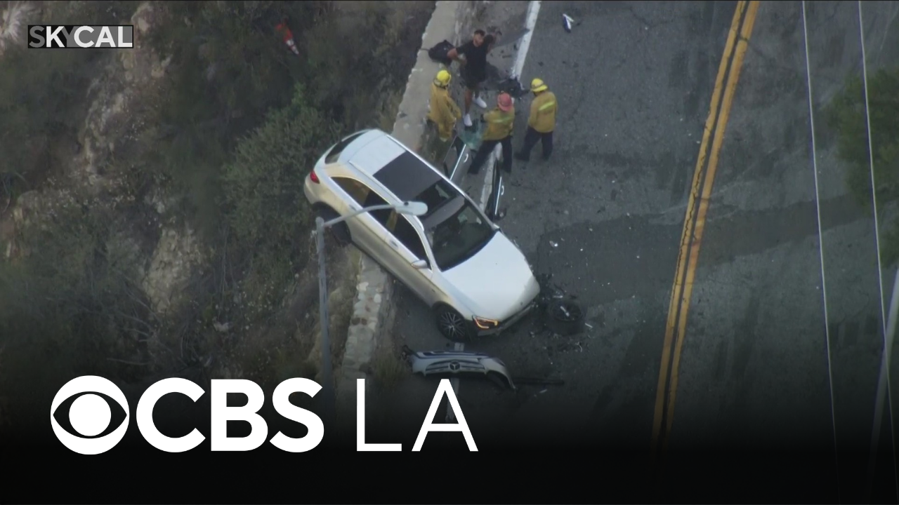 1 hospitalized after Mt. Baldy crash leaves car teetering over cliff
