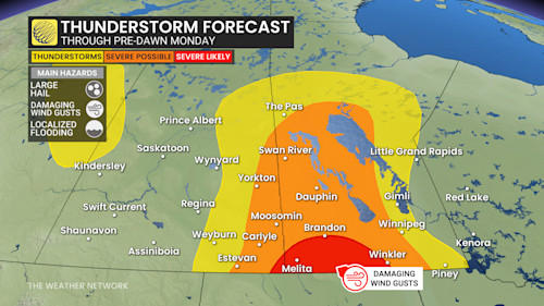 Dangerous overnight storms ongoing across the Prairies