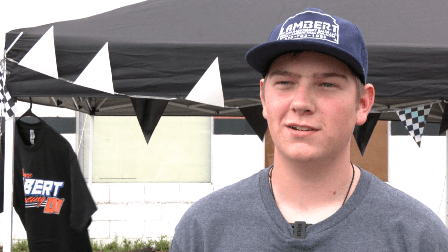 Dirt track star Chance Gilbert celebrates victory in Joplin