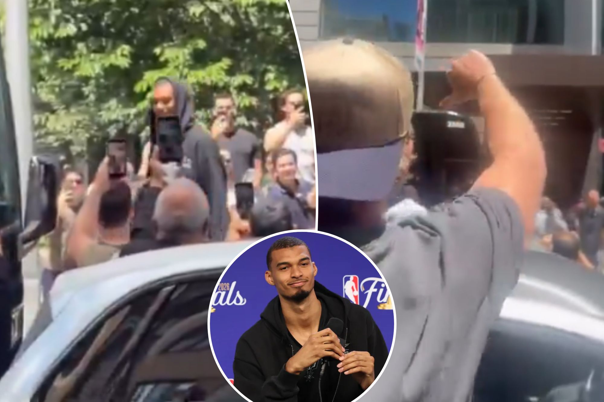 Swarm of raucous Knicks fans fill street to jeer Spurs, Wemby outside ...