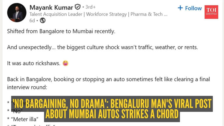 Bengaluru man moves to Mumbai, says his biggest culture shock wasn't ...