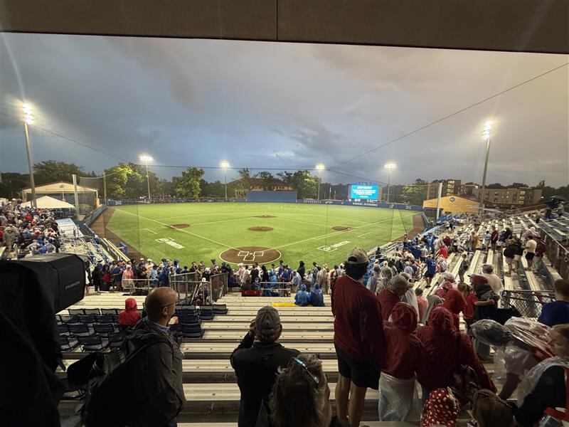Rain delays Game 2 of KU-OU Super Regional