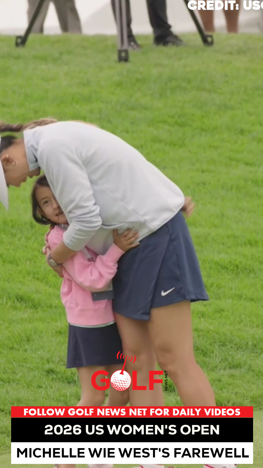 Michelle Wie West hugged daughter as she said goodbye to US Women's Open